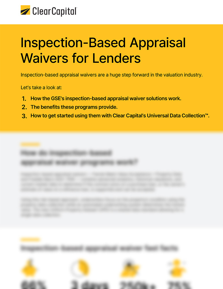 [Infographic] Inspection-Based Appraisal Waivers for Lenders | Clear Capital