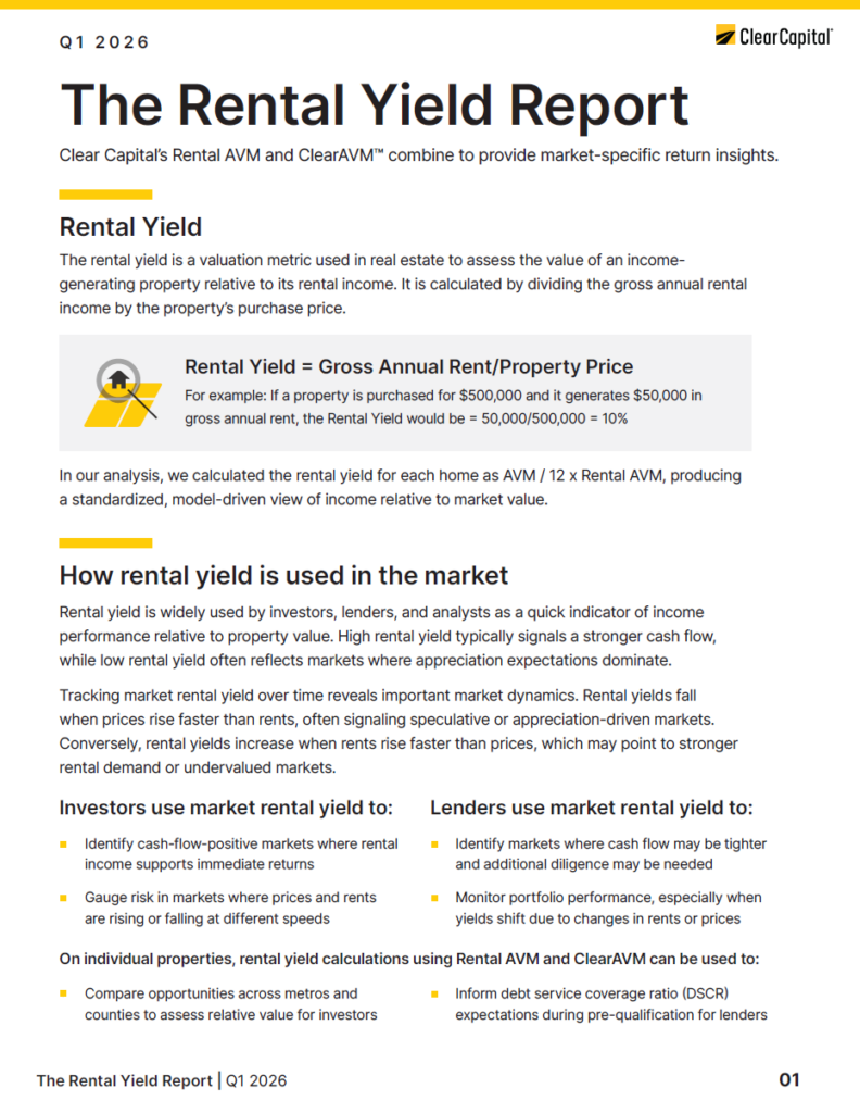 Rental Yield Report | Clear Capital